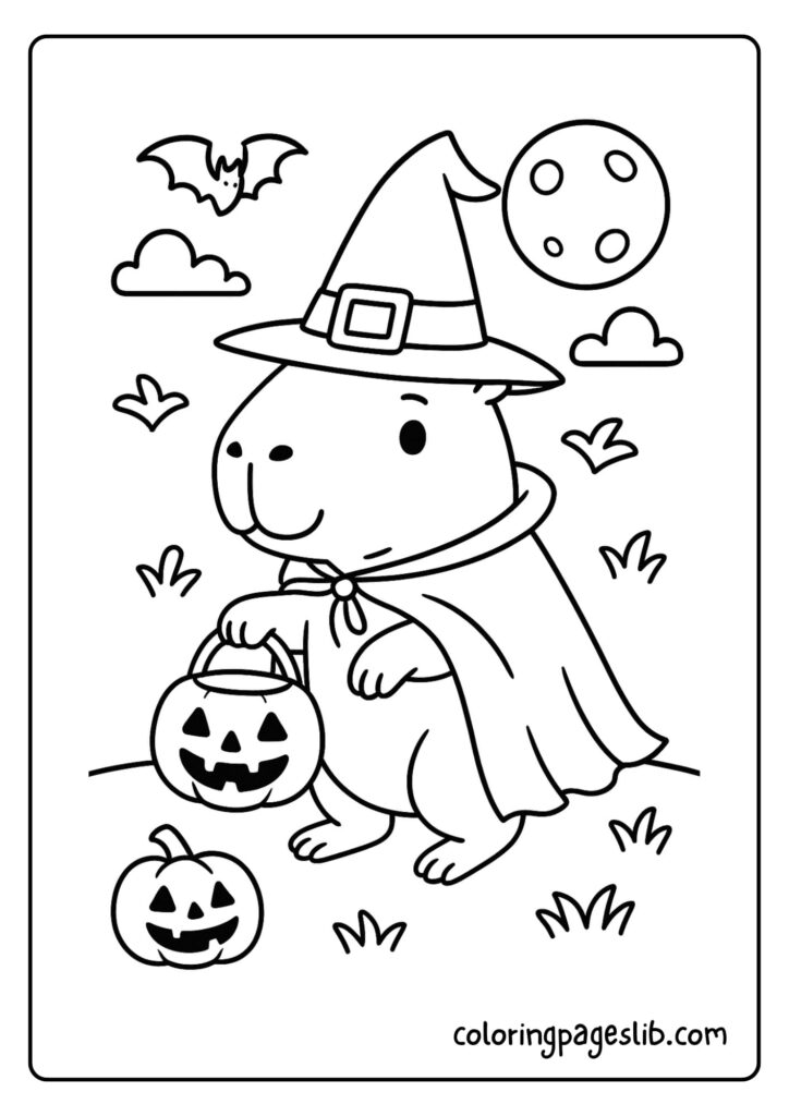Cute Capybara Coloring Pages (Free Printable)