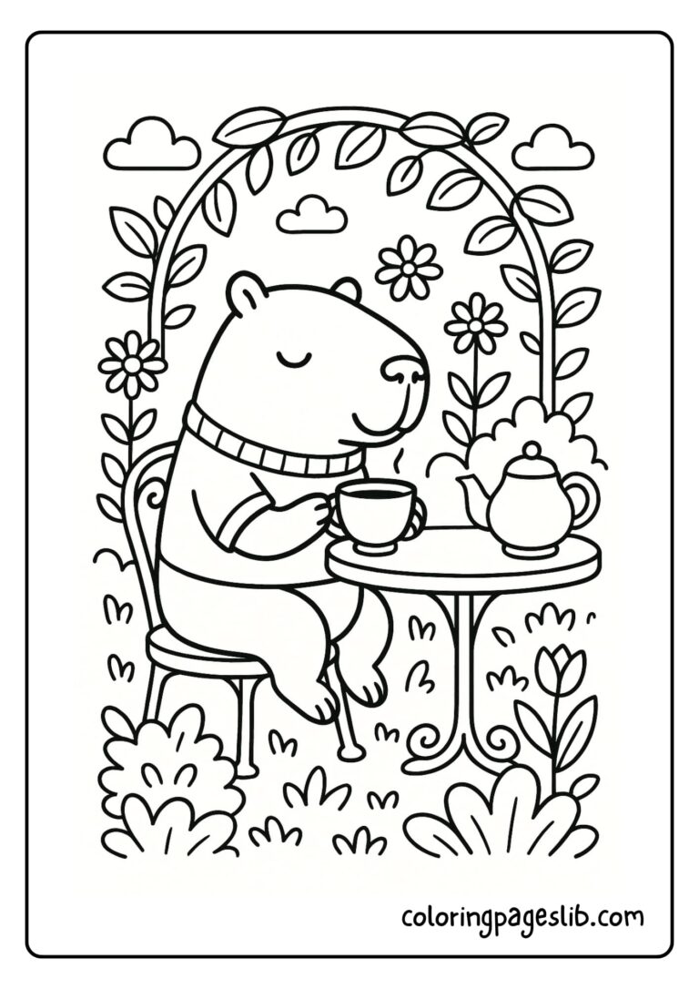 Cute Capybara Coloring Pages (Free Printable)