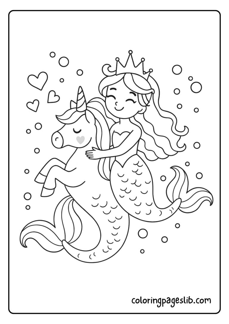 15 Unicorn Mermaid Coloring Pages PDF Printable