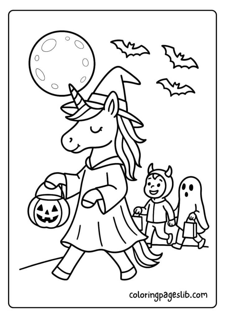 12 Halloween Unicorn Coloring Pages (Free Printables)